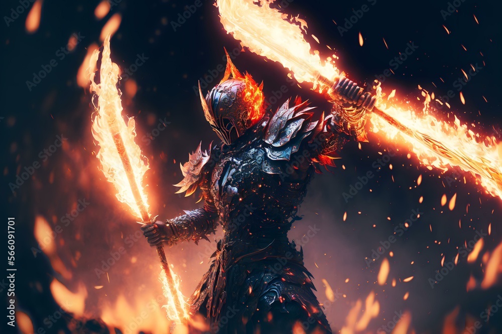 ‘Flameblade Ember’ - This figure depicts Ember Spirit wielding a sword ...