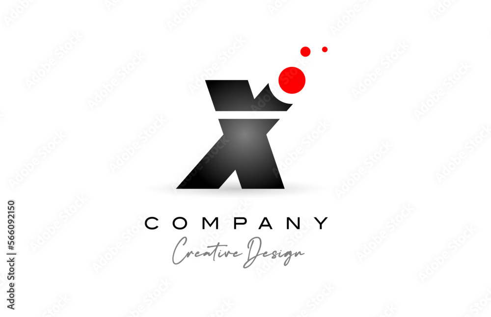 black and white X alphabet letter logo with red dot. Corporate creative ...