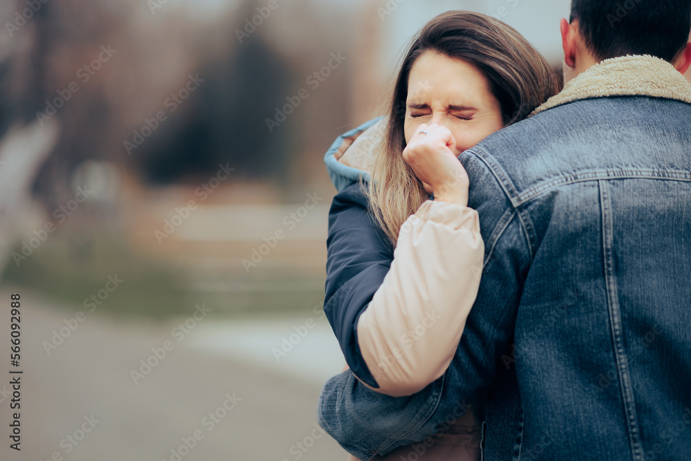 Sad Woman Crying Saying Goodbye to her Loved One . Suffering girlfriend ...