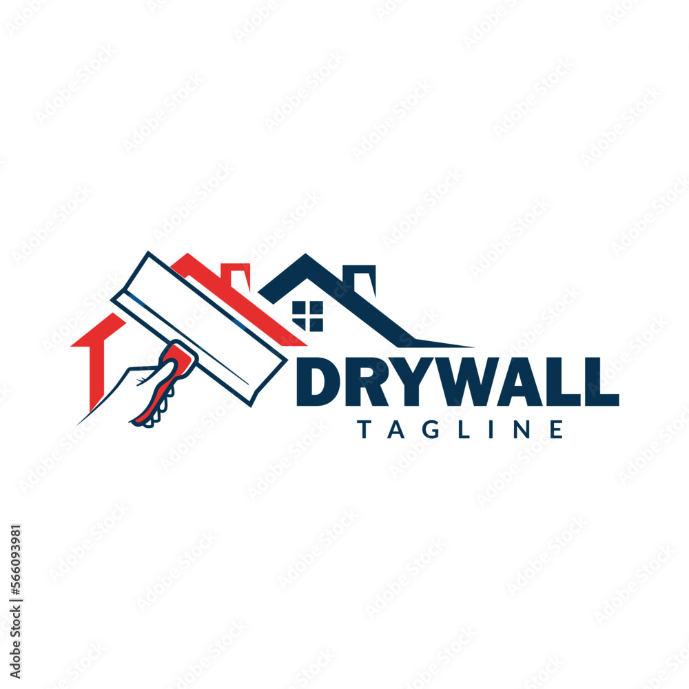 Dry Wall Logo Template. House Improvement Logo Design Template in White ...
