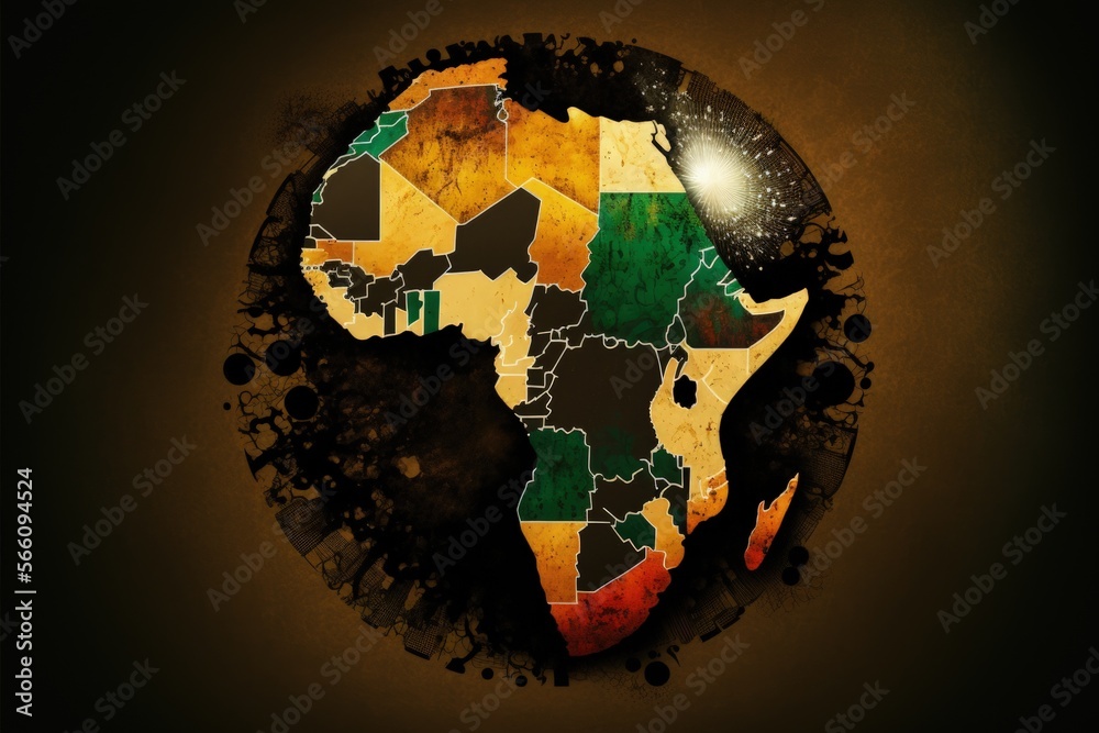 Africa map illustration with African colors, black history month ...