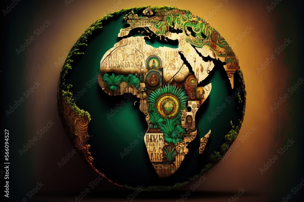 Africa map illustration with African colors, black history month ...