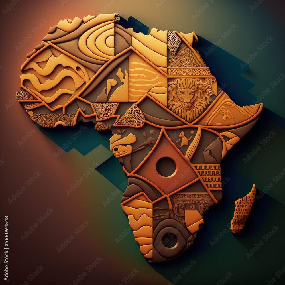 Africa map illustration with African colors, black history month ...