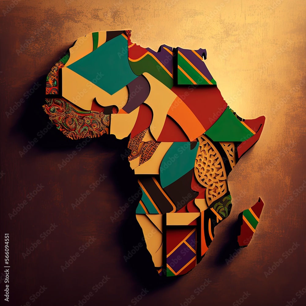 Africa map illustration with African colors, black history month ...