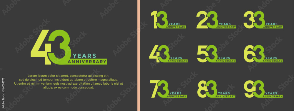 set of anniversary logo style green color on black background for ...