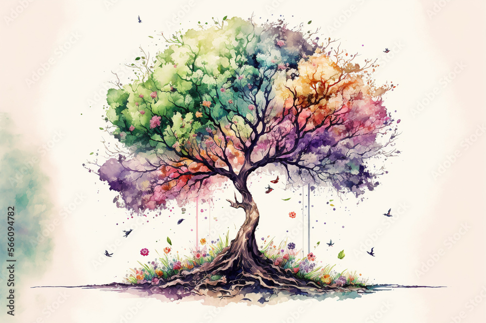 Tree Of Life Watercolor Painting