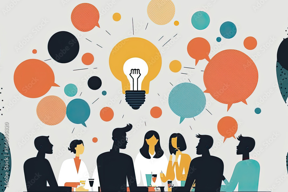 Dynamic, energetic team of diverse business people brainstorming in a ...