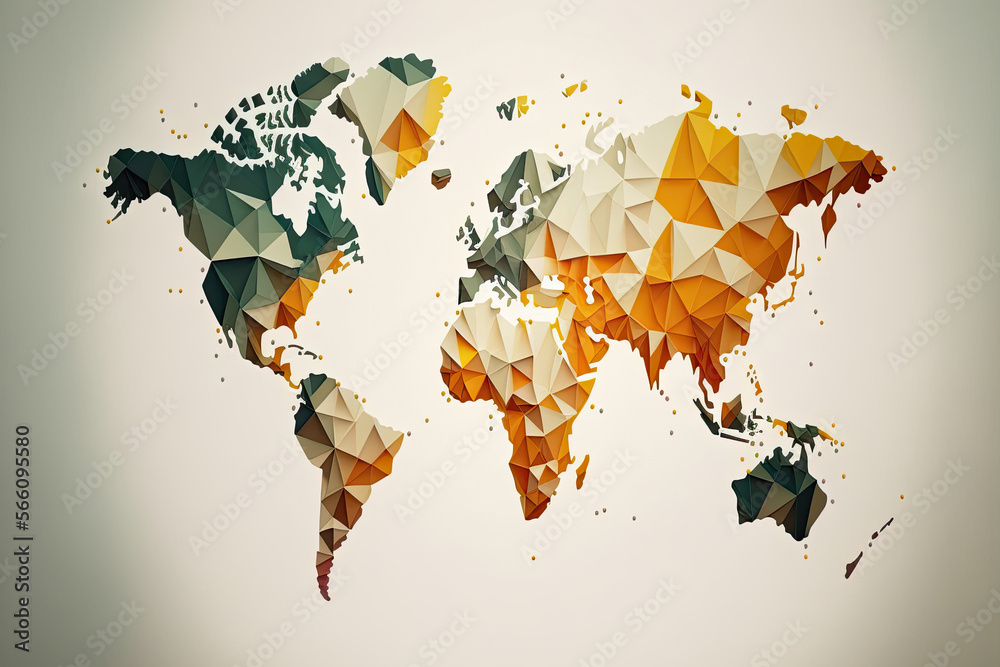 Stylized, minimalist world map showing interconnected business ...