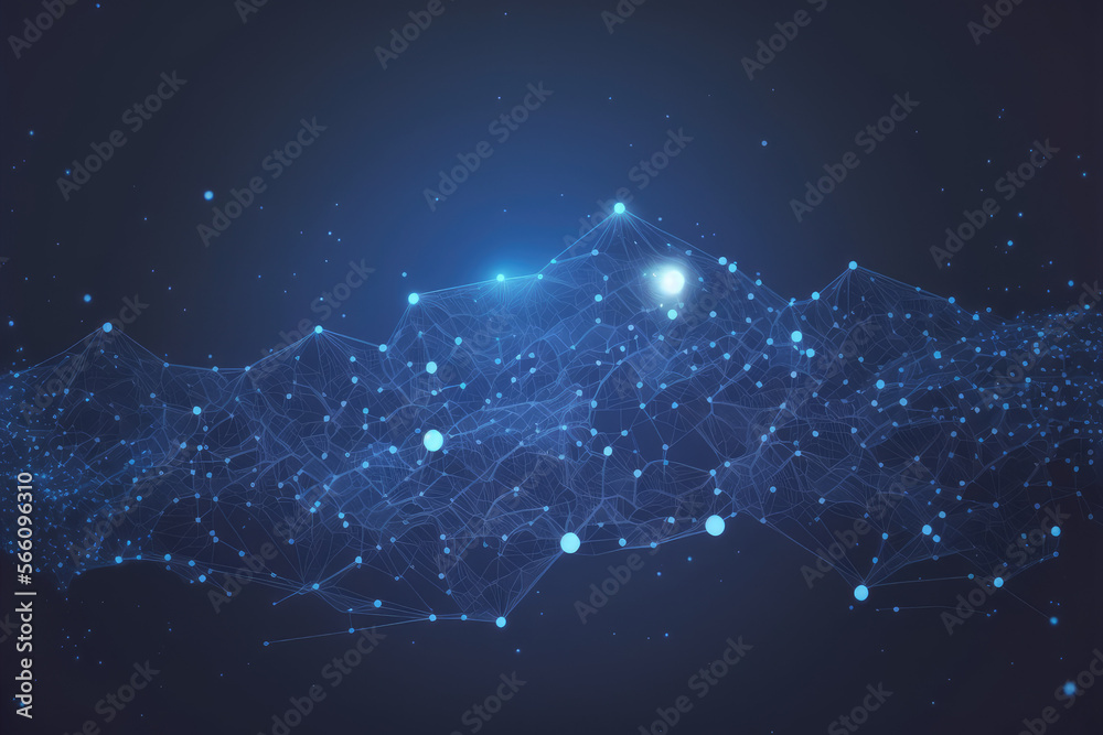 Blue technology abstract background of connection network. Peculiar AI ...
