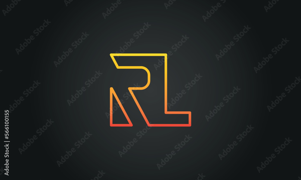 Initial Letter RL Logo Design With Swoosh Vector Illustration. Stock ...