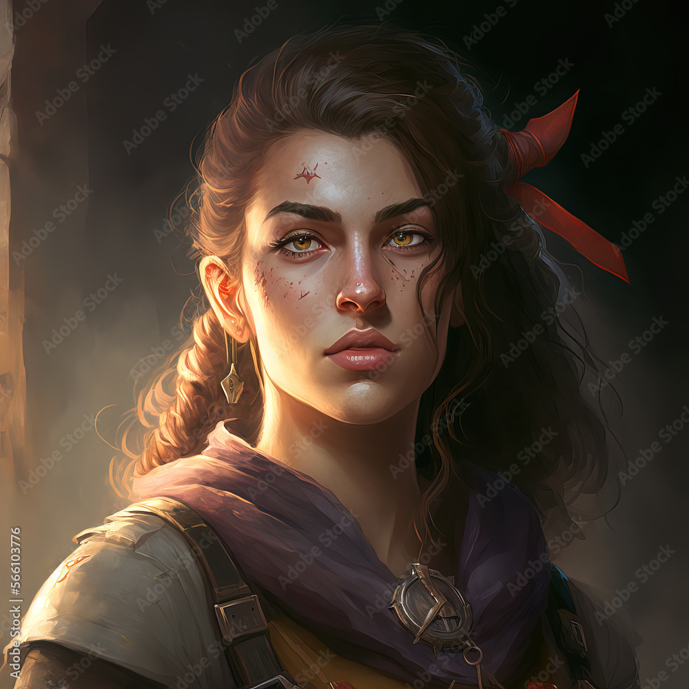 Woman portrait, Dungeon and Dragons Fantasy, avatar rpg token ...