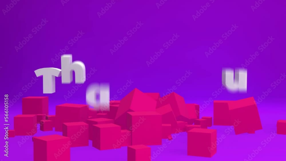 Thank you animation with falling cubes background. Thank you animation ...