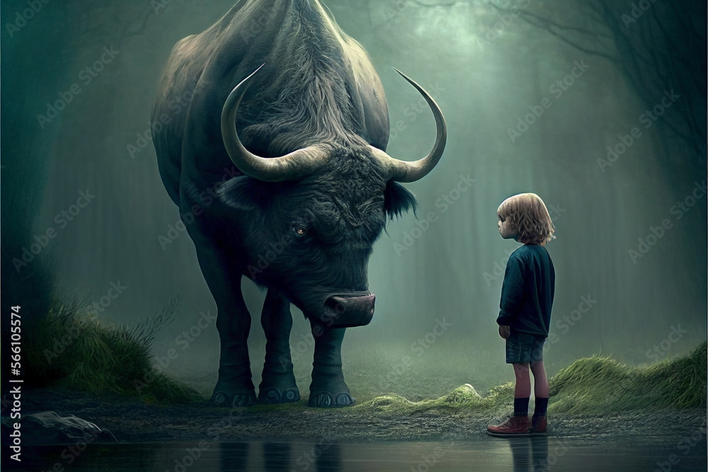 International day of forests and wildlife. A little boy is standing ...