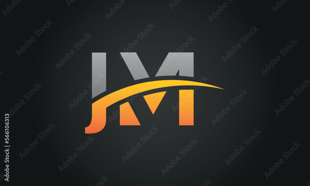 Initial Letter JM Logo Design With Swoosh Vector Illustration. Stock ...