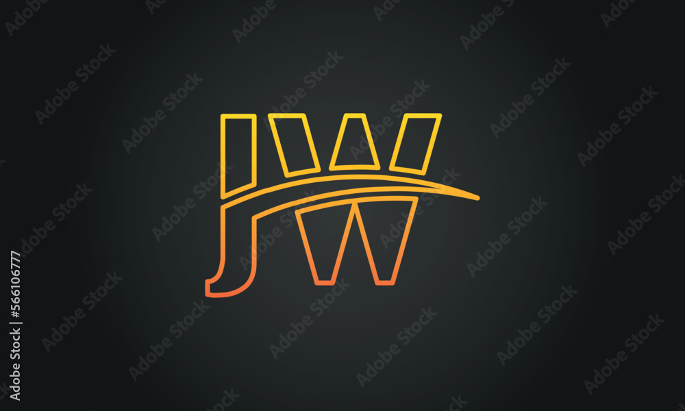 Initial Letter Jw Logo Design With Swoosh Vector Illustration Stock Vector Adobe Stock