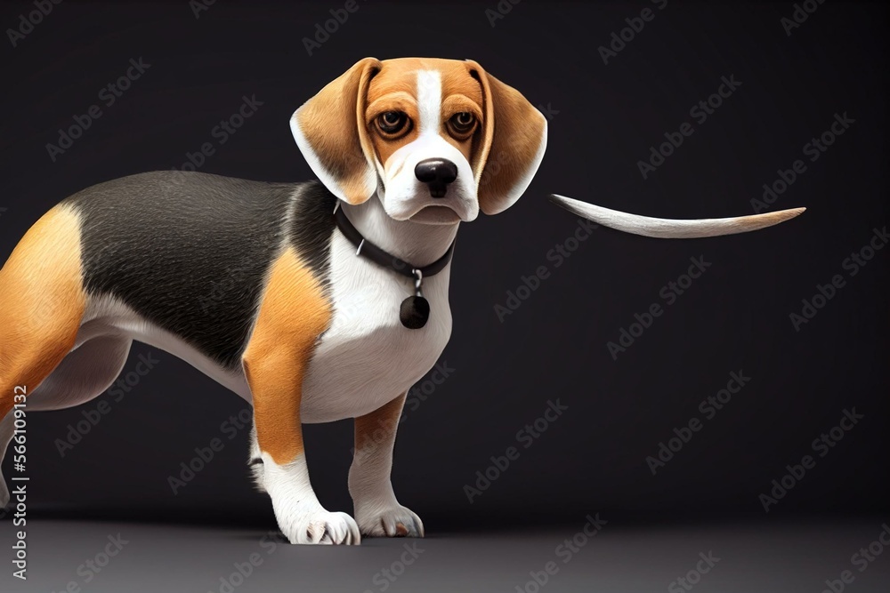 Funny Beagle dog and question marks on black background. Generative AI ...