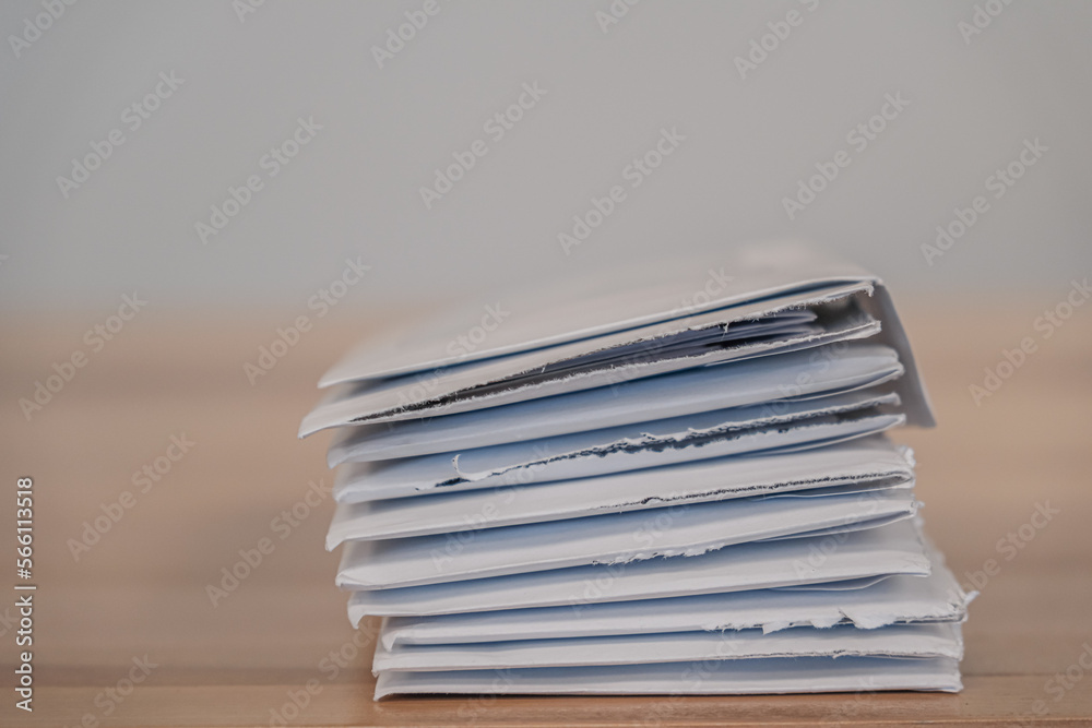 Stack pile of opened envelope letters to read Stock Photo | Adobe Stock