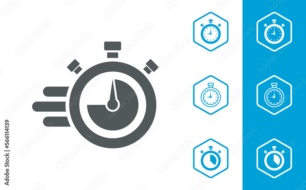 Stopwatch icon are designed in a simple, trendy flat style.Classic stop ...