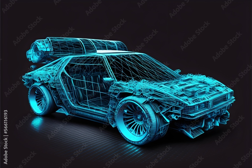 AR wireframe of car, Futuristic Augmented reality wireframe car concept ...