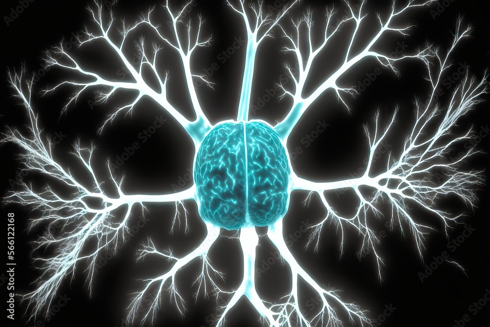 High Brain Cortex Activity for neuroscience, shown with x-ray method ...