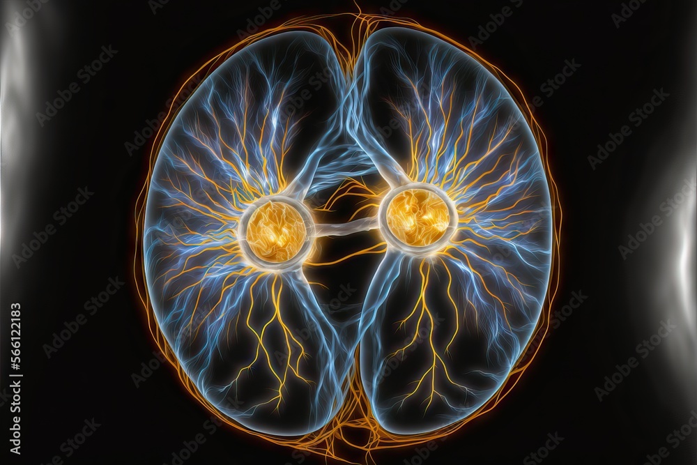 High Brain Cortex Activity for neuroscience, shown with x-ray method ...