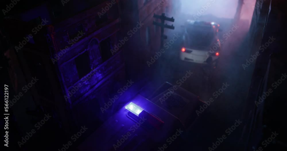 Police raid at night and you are under arrest concept. Silhouette of ...