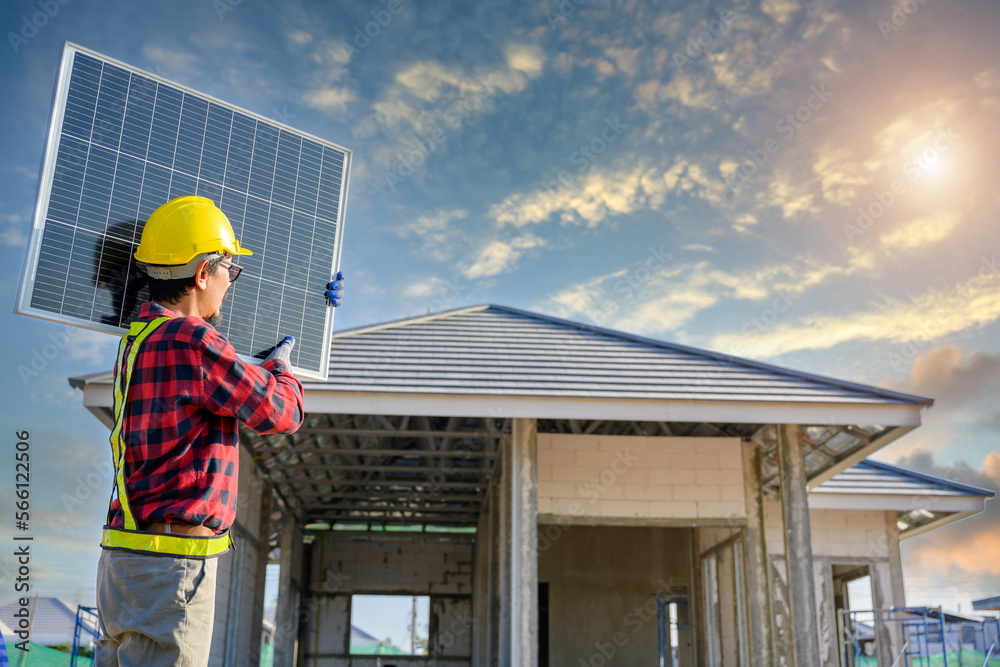 solar panels installed on the roofs of houses and industrial buildings ...