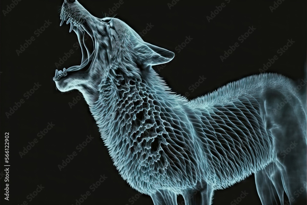 Howling Wolf Seen with X-Ray, Howling at the Moon, and leading his pack ...