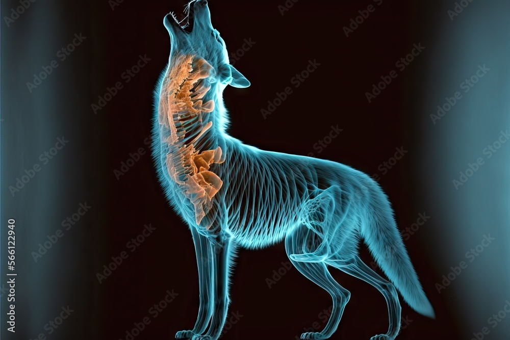 Howling Wolf Seen with X-Ray, Howling at the Moon, and leading his pack ...