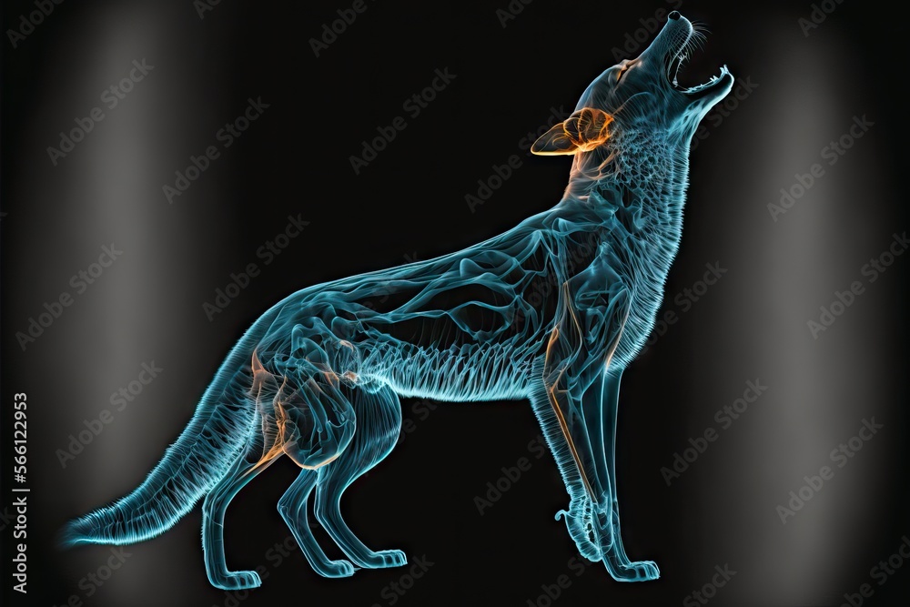 Howling Wolf Seen with X-Ray, Howling at the Moon, and leading his pack ...