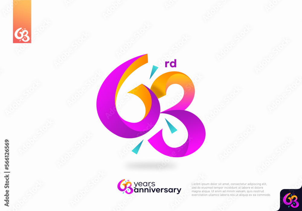 Number 63 logo icon design, 63rd birthday logo number, anniversary 63 ...