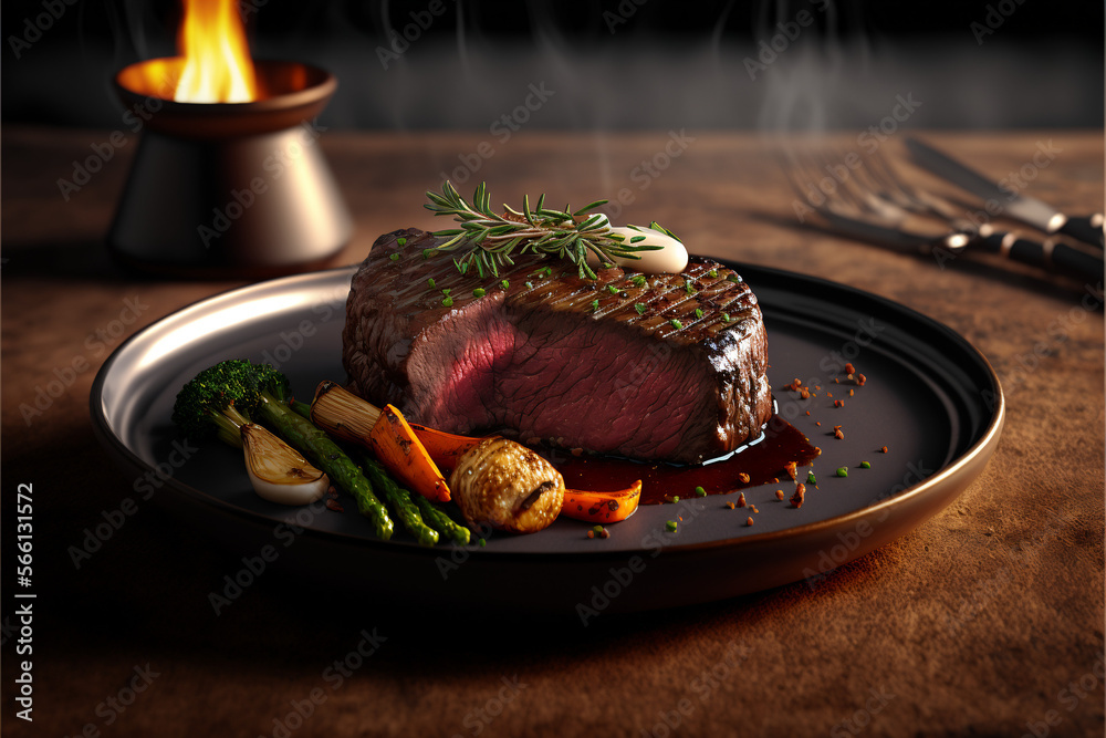 mouth-watering grilled steak with rich texture and marbling, captured ...