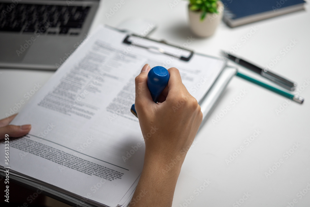 Signing approval record documents stamp confirmation occupation ...