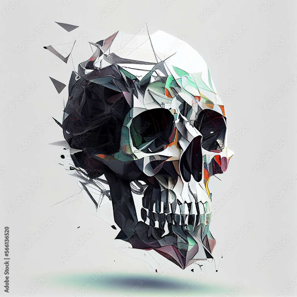 Cartoon. Skull drawing on light background. generative ai Stock ...