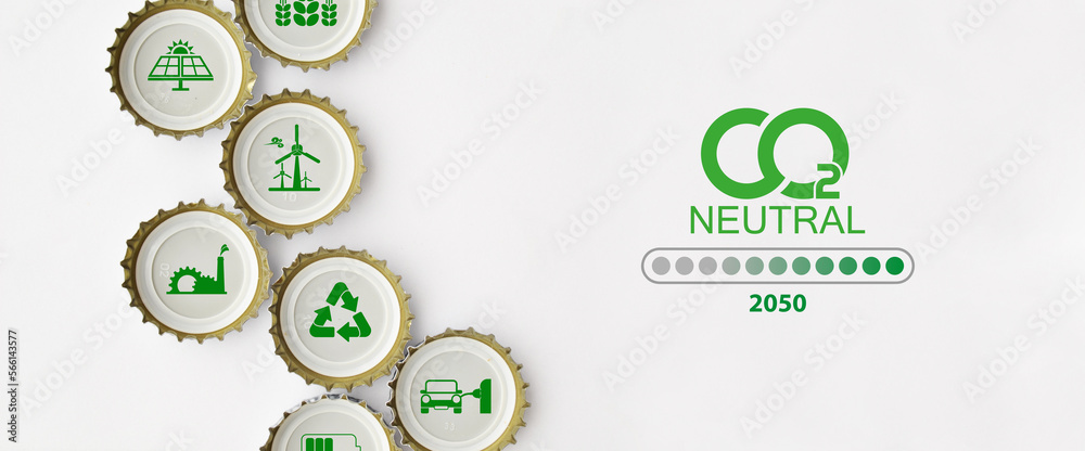 reducing CO2 emissions to stop climate change. green energy background ...