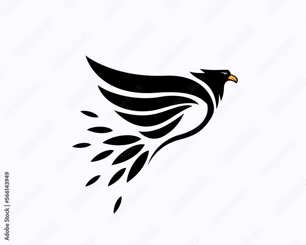 flight up eagle falcon hawk transformation black drawn art logo design ...