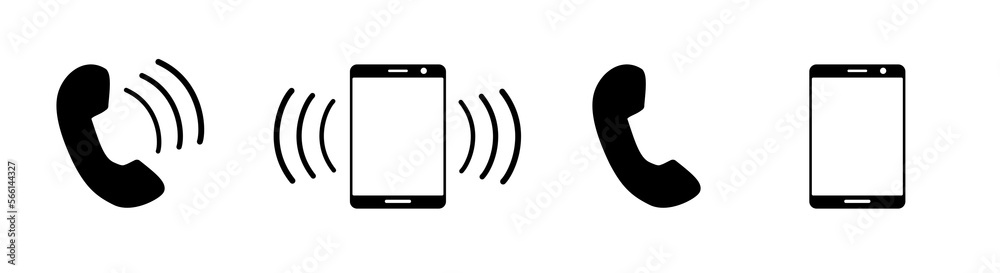 Phone ringing icons set on transparent background. Ringing phones on ...