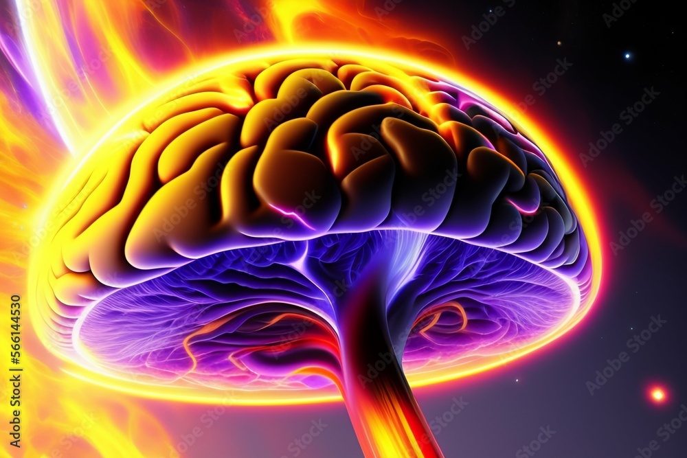 Electric arc illustration of a human brain erupting with ideas and ...