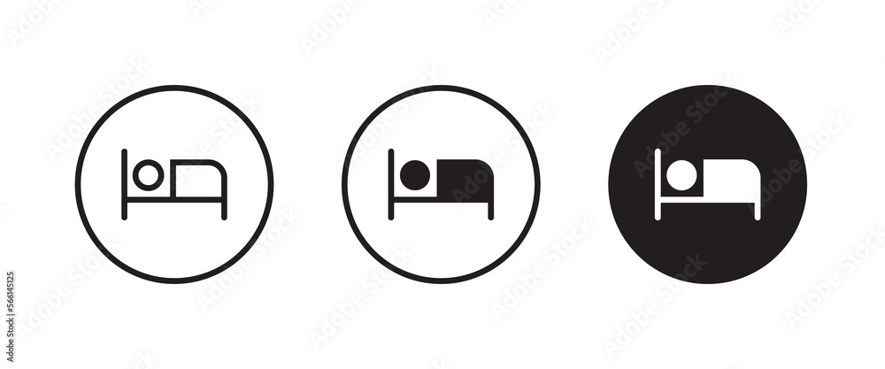 Person in bed icon. Sleeping shelter. sleep Hotel motels, guest house ...