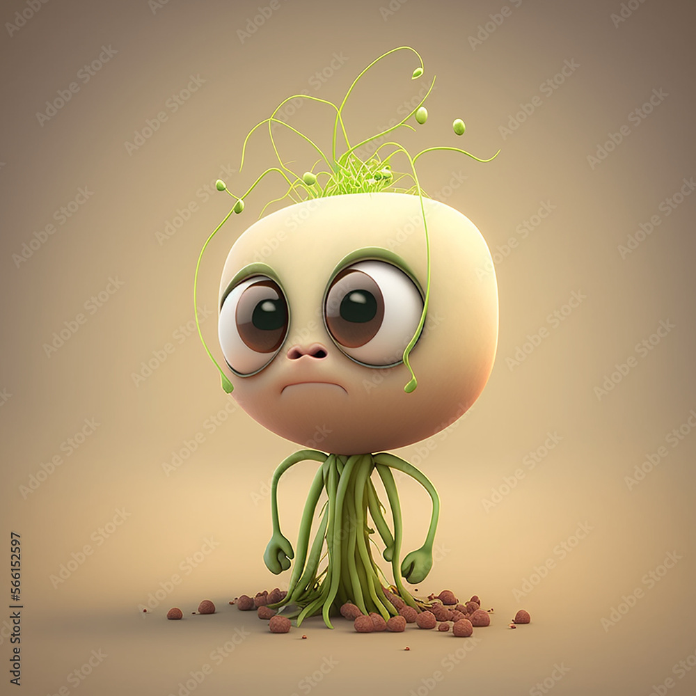 Cute cartoon bean sprouts character. Generative AI. Lovely bean sprouts ...