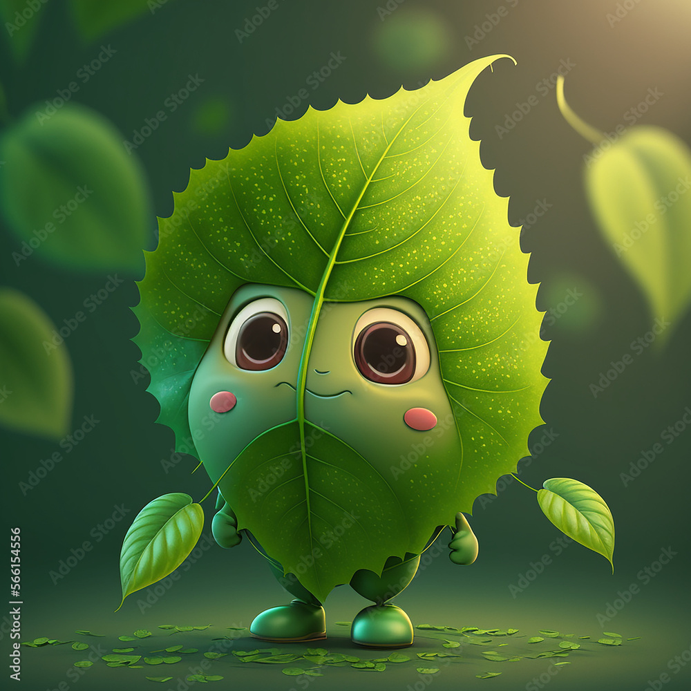 Cute cartoon perilla leaf character. Generative AI. Lovely perilla leaf ...