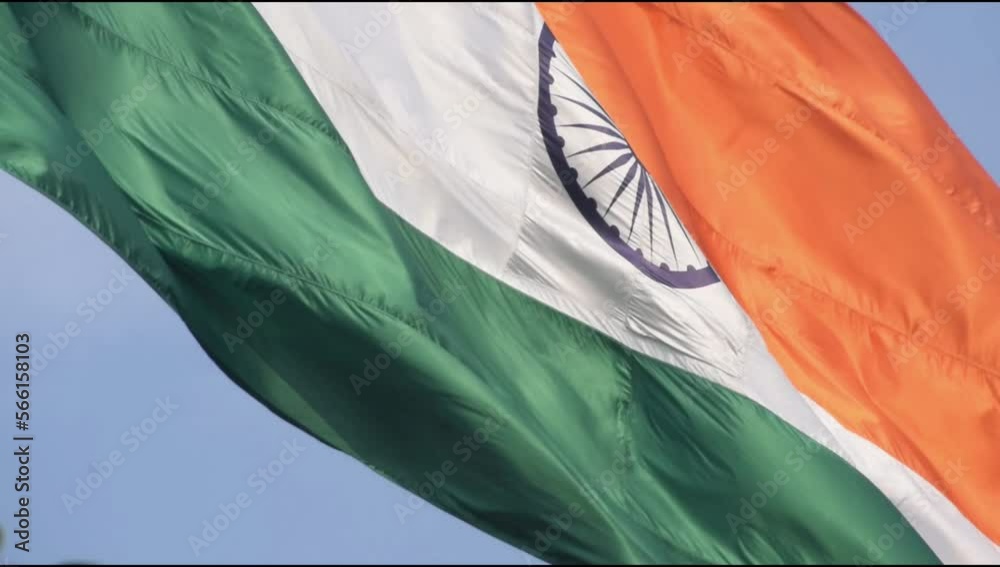 Slow-motion of India flag flying high at Connaught Place with pride in ...