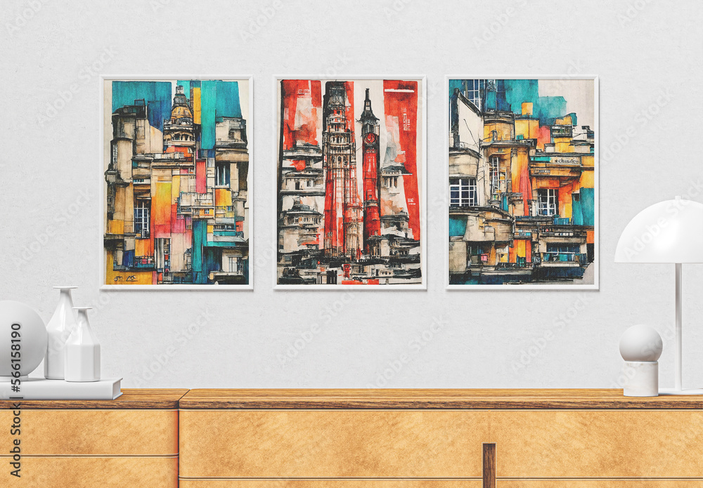 Three Poster Picture Frame Mockup Template Stock Template | Adobe Stock