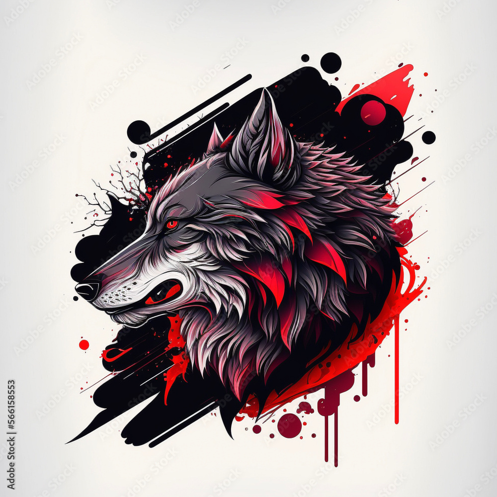 Wolf Logo or Tattoo Design. generative ai Stock Illustration | Adobe Stock