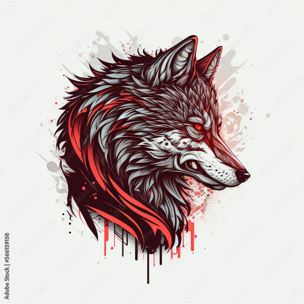 Wolf Logo or Tattoo Design. generative ai Stock Illustration | Adobe Stock