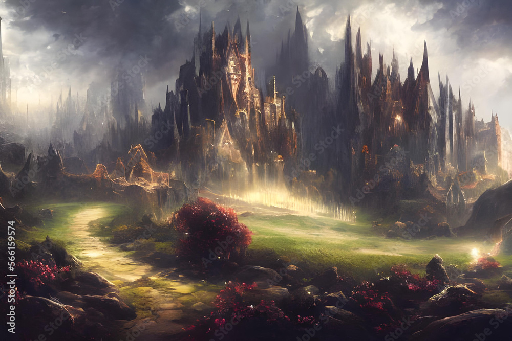 dark fantasy castle landscape. dark fantasy concept. dark fantasy ...