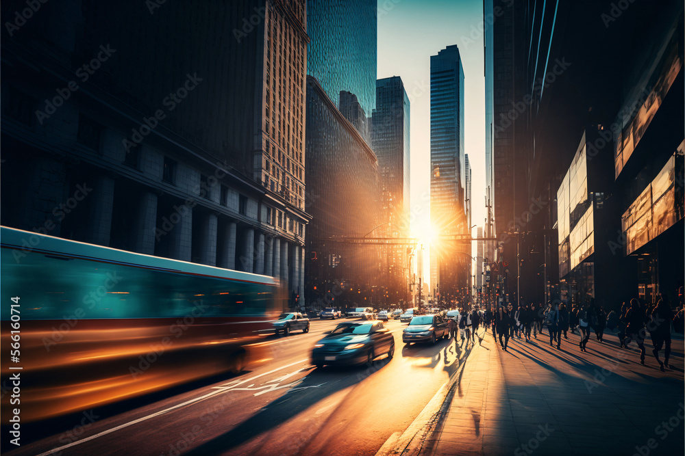 Long exposure motion blur street photography in a city. Designed using ...