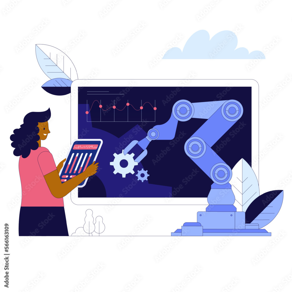 Automation business process vector illustration. Company strategy. Work ...