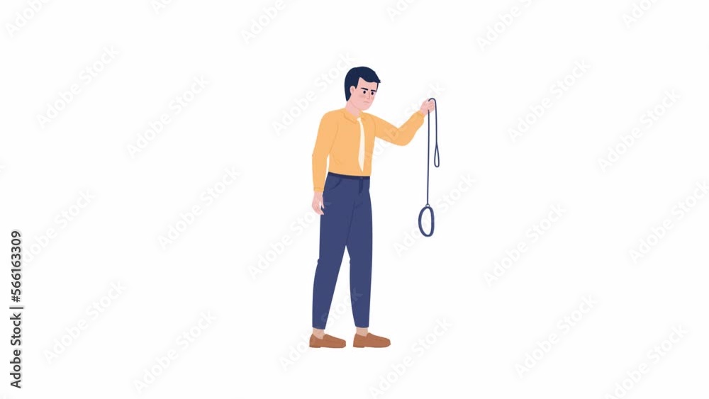 Animated displeased owner with leash. Dog escaping collar. Full body ...