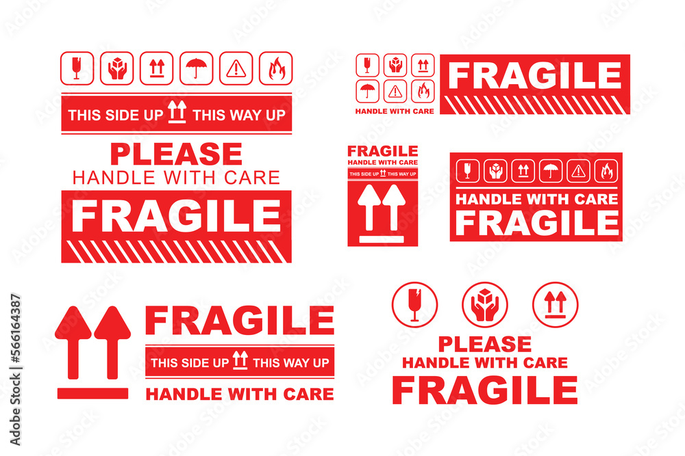 Fragile Label tag symbol packaging sticker vector design Stock Vector ...